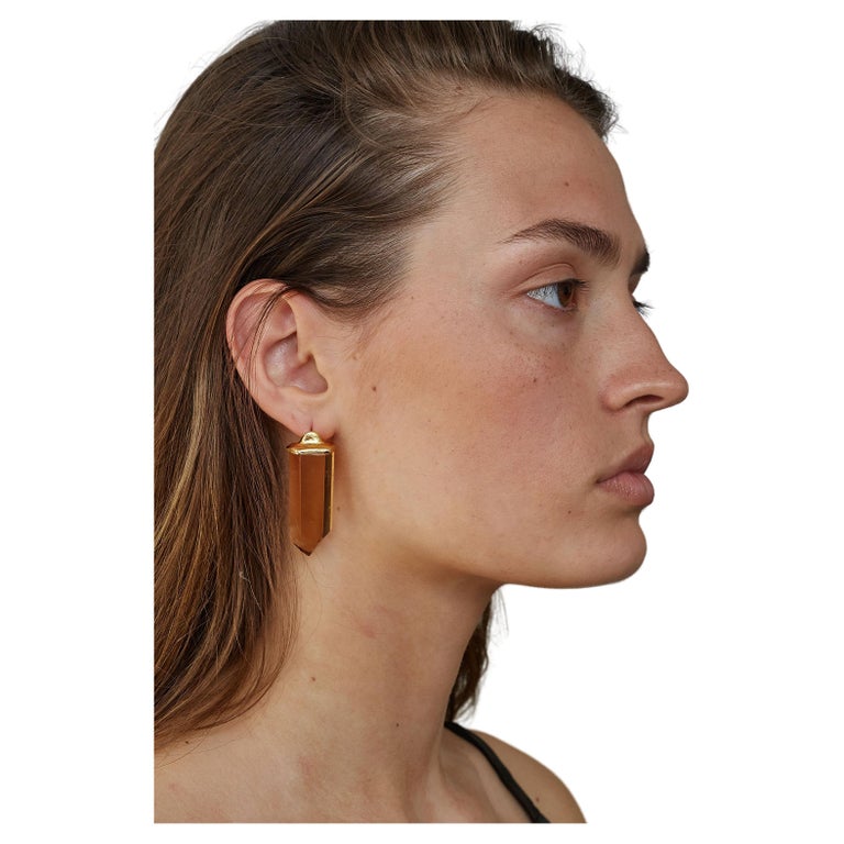 Resin and powder quartz long spike earring For Sale at 1stDibs