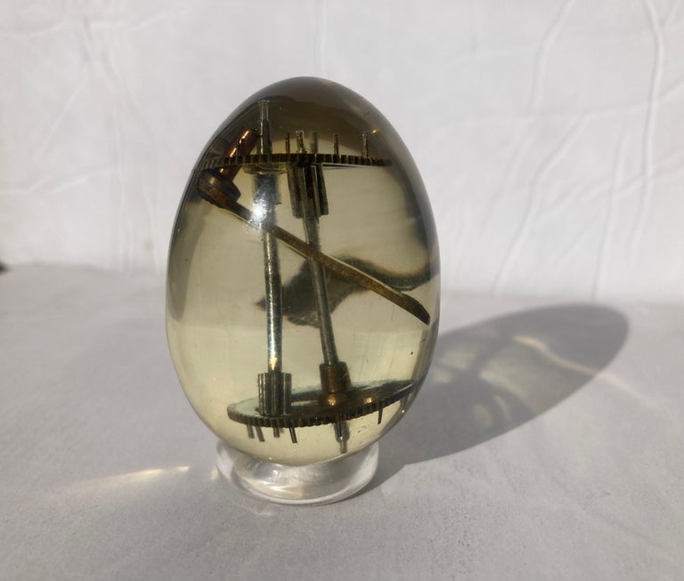 Resin Egg with Clock Parts on Ring Stand Sculpture /Ornament / Mini ...
