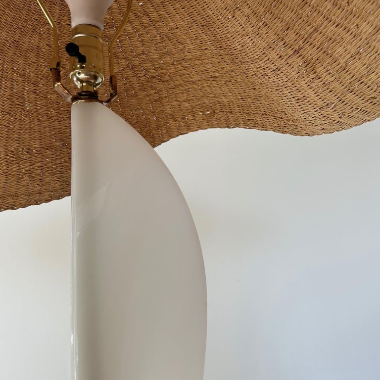 Resin Floor Lamp with Woven Shade For Sale at 1stDibs
