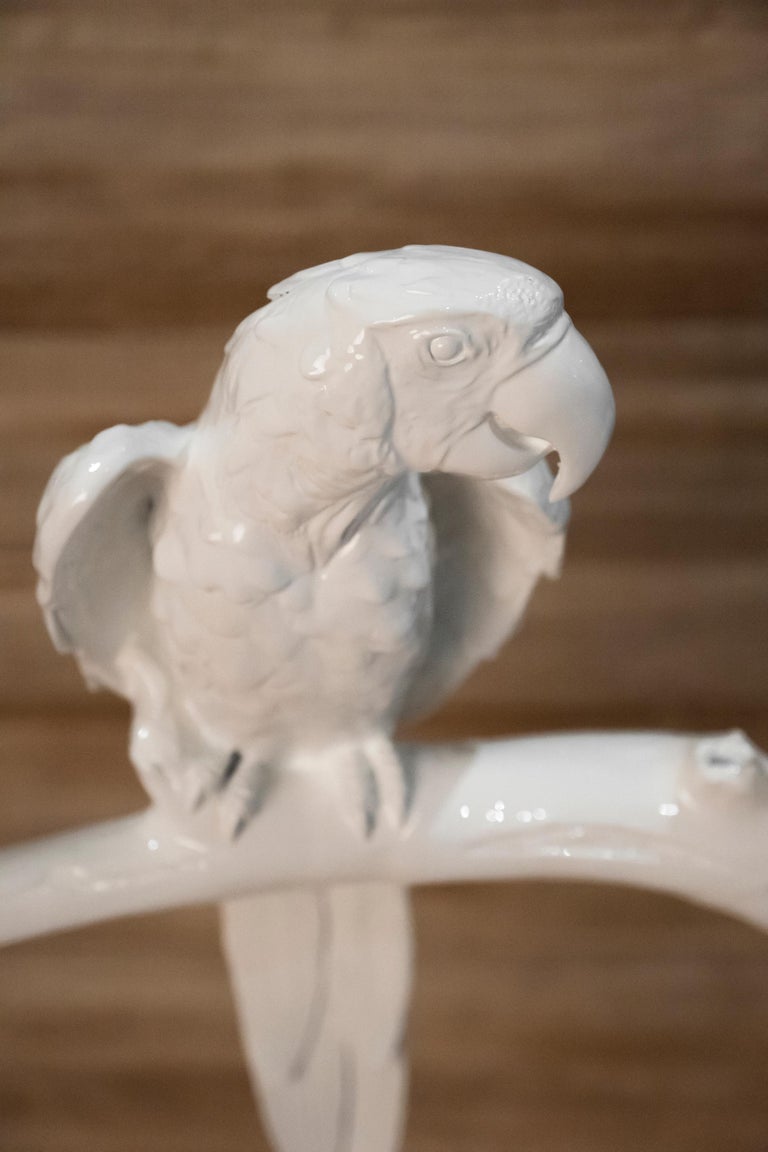 Resin Statue, Parrots On Branch, Calacatta Base, Handmade by Lusitanus ...