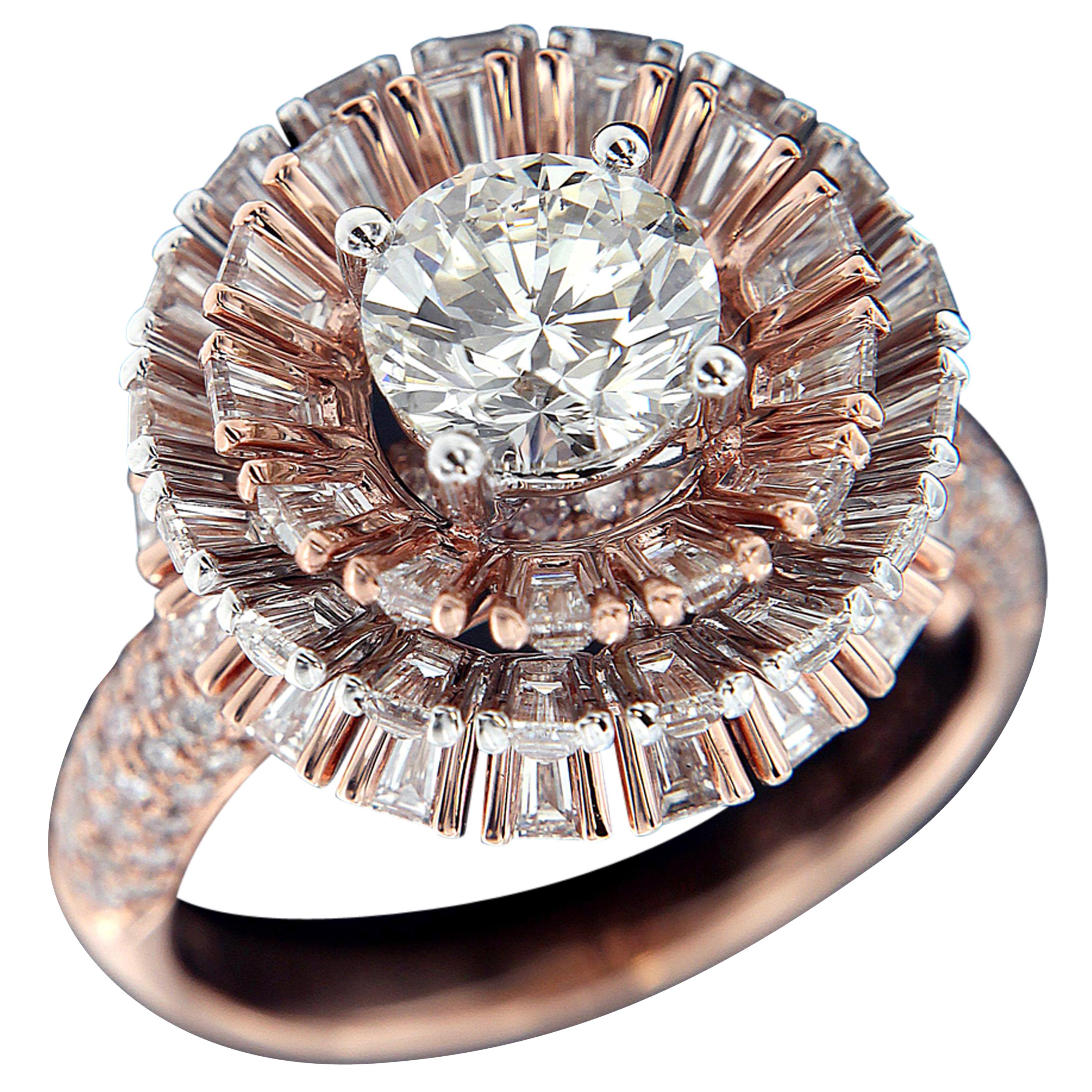 18 Karat White and Rose Gold Pink Diamond Ring at 1stDibs