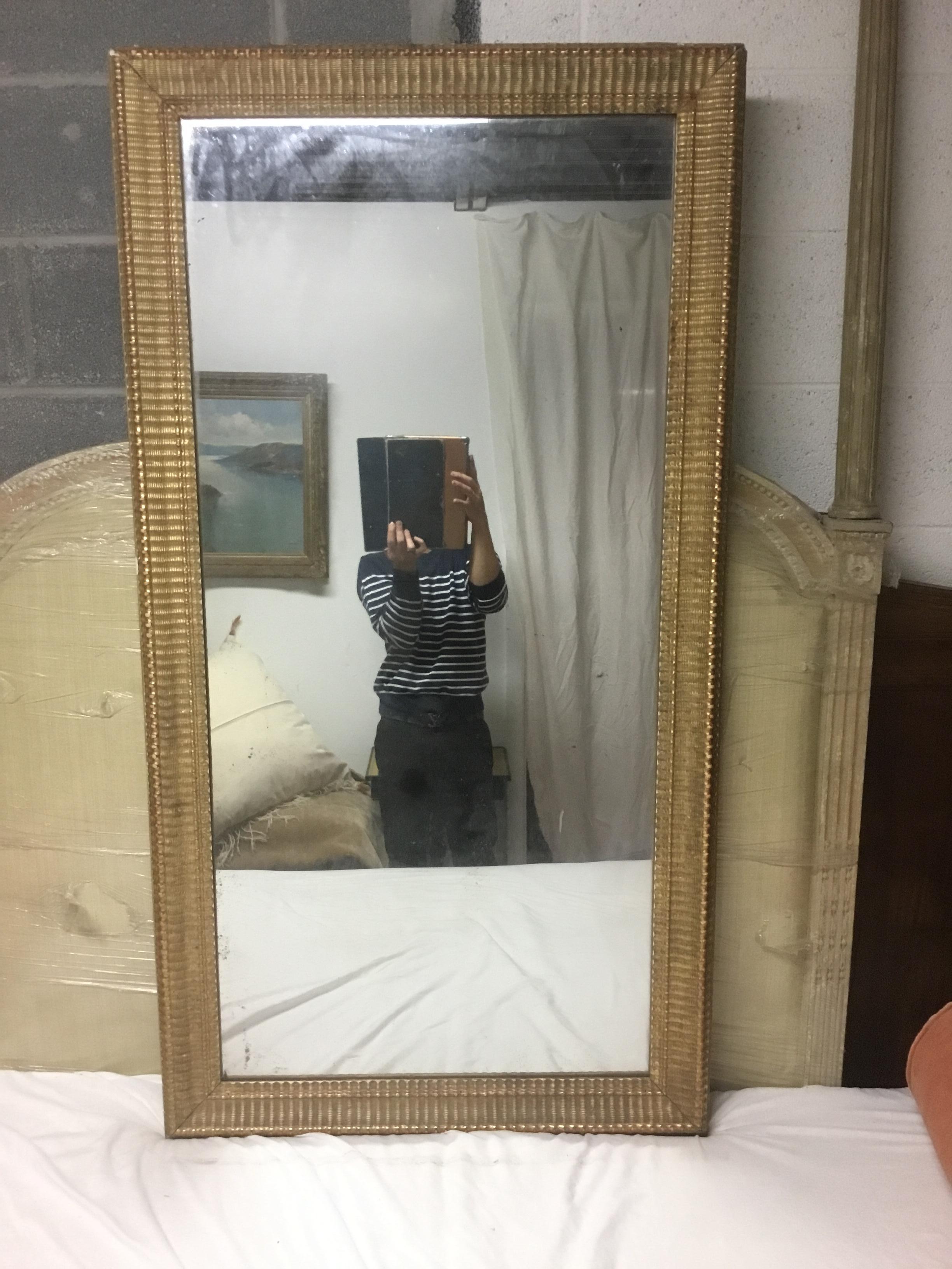 Restauration Period Gilt Mirror in Basket Weave Trim Pattern Frame at ...