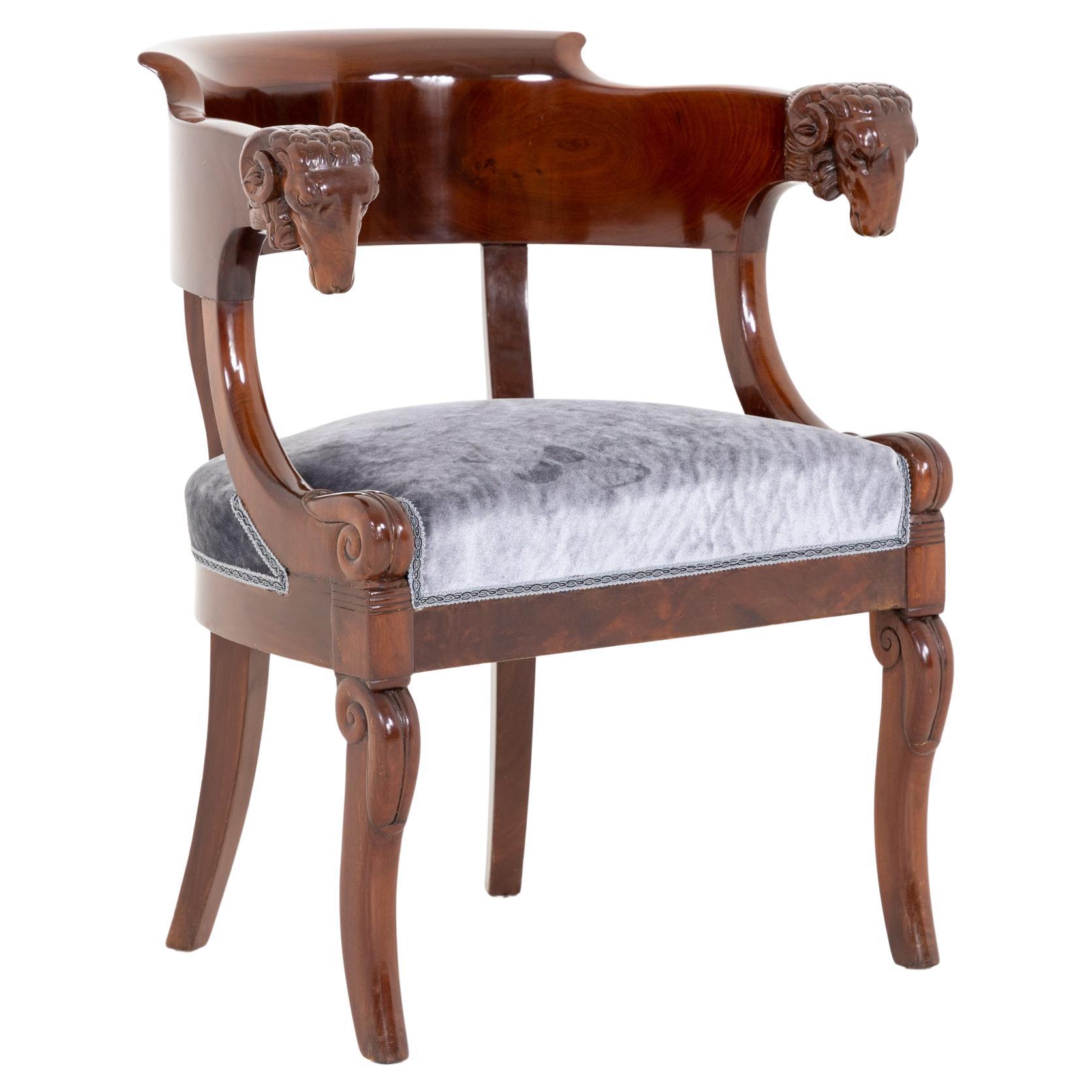 Classical Mahogany Armchair, French Restoration Taste, Boston at 1stDibs