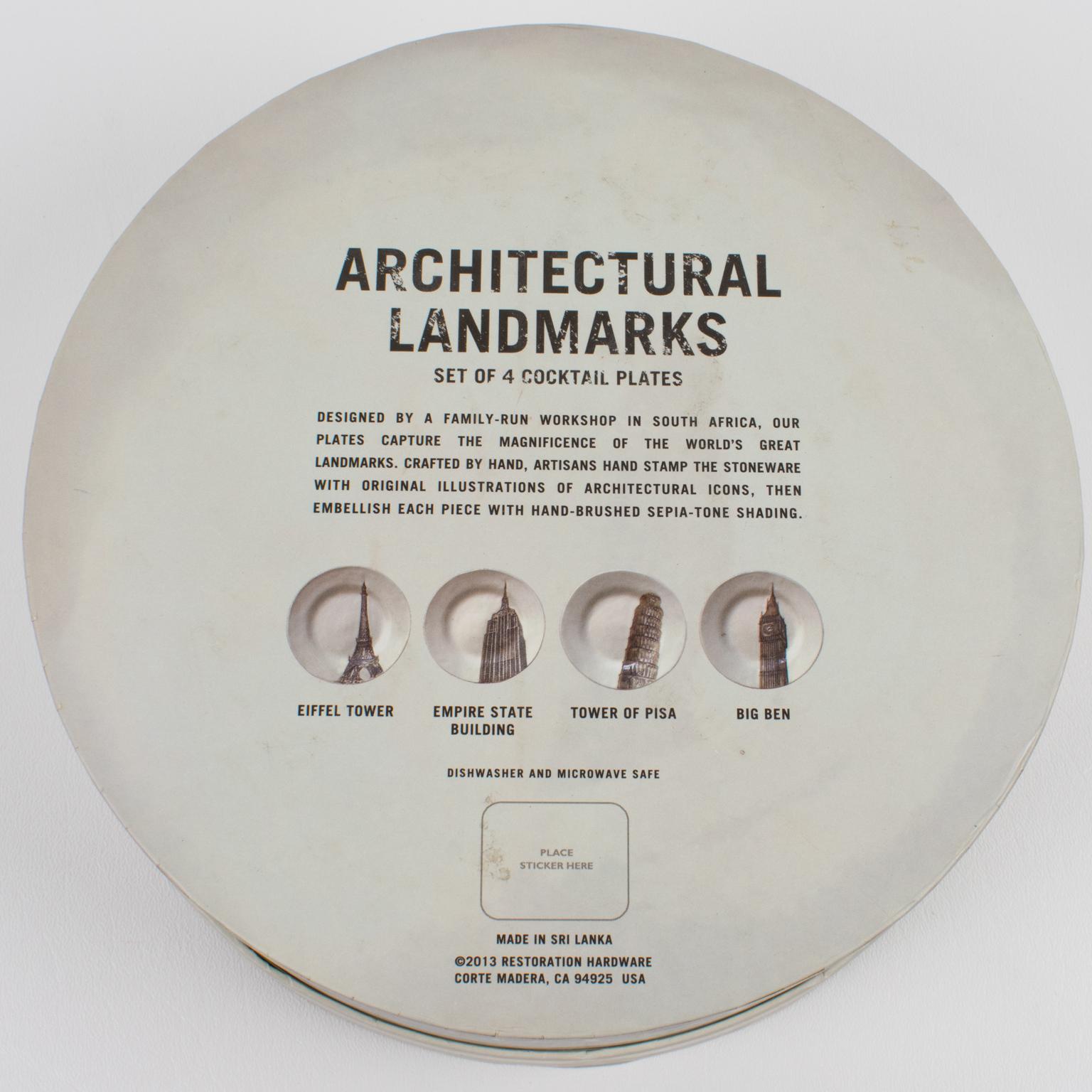 Restoration Hardware Architectural Landmark Cocktail Plates, 4 pc in ...