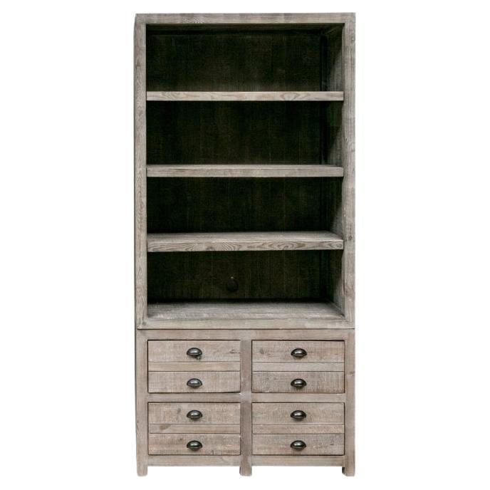 Restoration Hardware Weller Aged Grey Double Bookcase Storage Set #2 ...