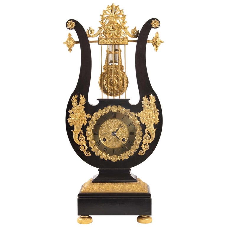 Restoration Period Lyre Clock For Sale at 1stDibs