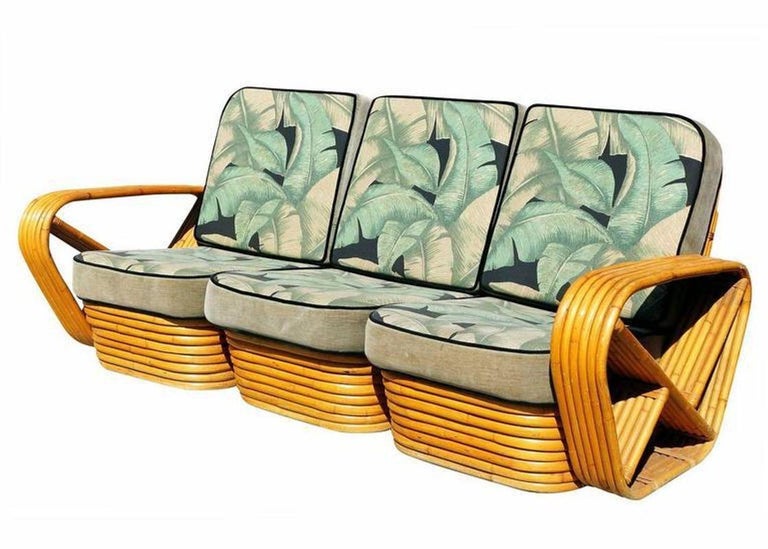 Restored 1930s Midcentury Rattan and Mahogany Living Room Set For Sale ...