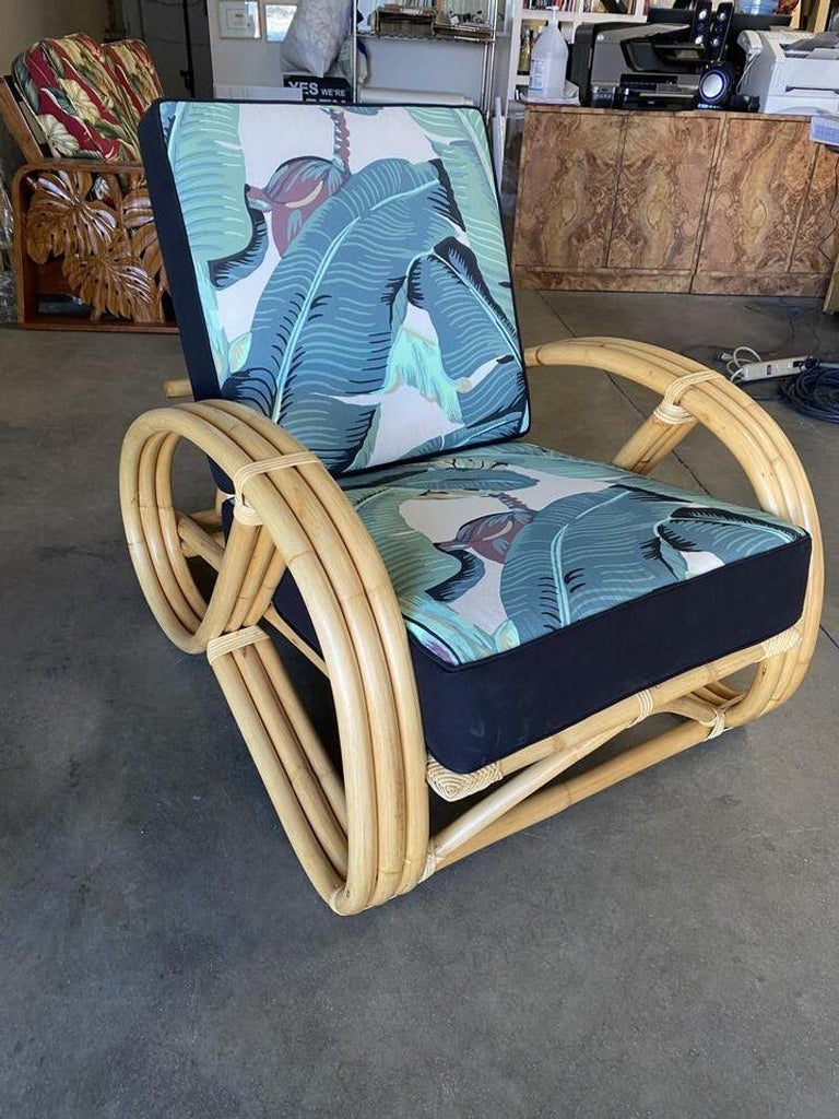 Restored 1950s Vintage Pretzel Rattan Adjustable Back Lounge Chair ...