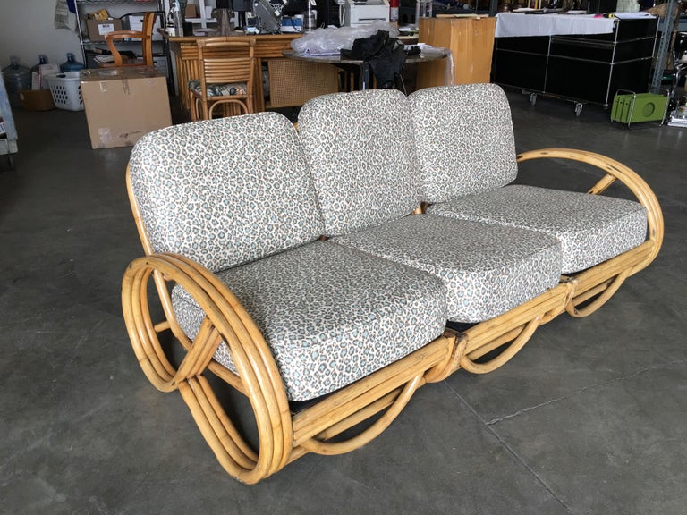 Restored 3/4 Round Pretzel Sofa Sectional with Arched Base at 1stDibs