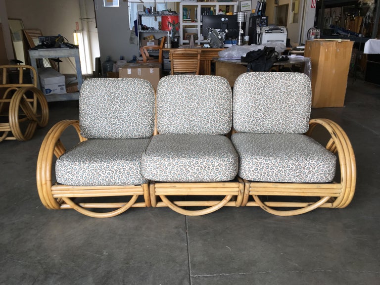 Restored 3/4 Round Pretzel Sofa Sectional with Arched Base at 1stDibs