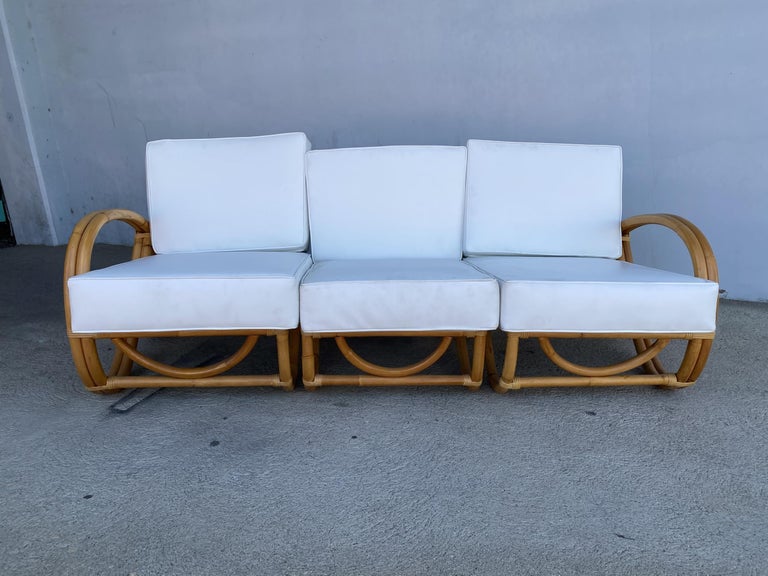 Restored 3/4 Round Pretzel Three-Seat Sectional Sofa with Arch Base at ...