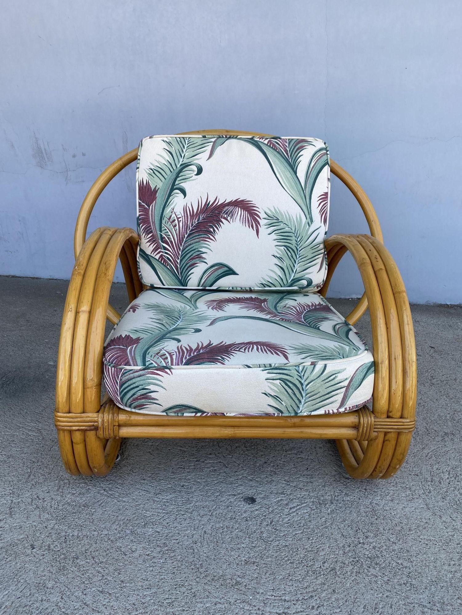 Restored Original Paul Frankl 3-Strand Half Moon Lounge Chair Cobra ...