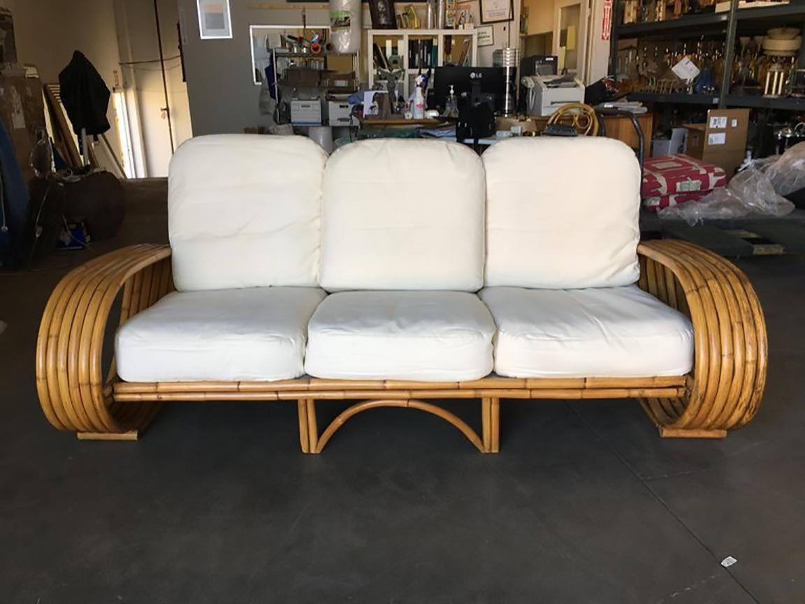 Restored 6-Strand "Speed" 3-Seat Sofa with Arched Base For Sale at 1stDibs
