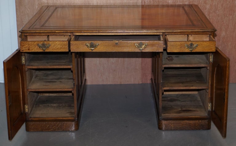 Restored Antique Georgain 1820 Double Sided Oak Pedestal Desk Brown ...