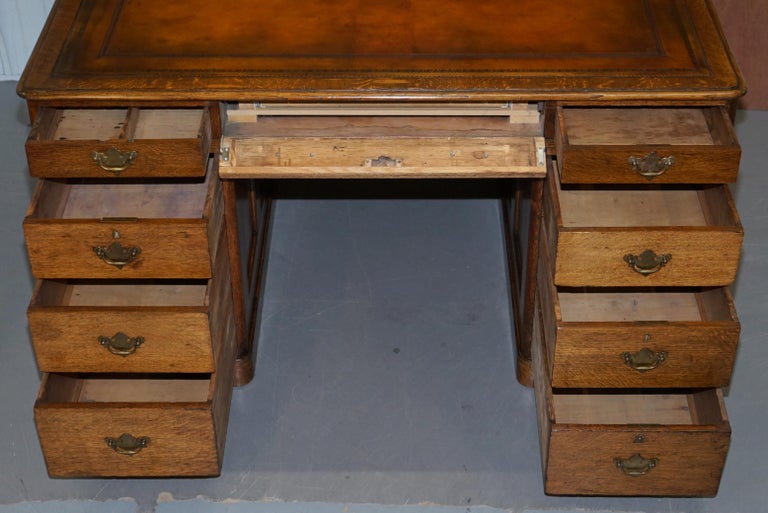 Restored Antique Georgain 1820 Double Sided Oak Pedestal Desk Brown ...