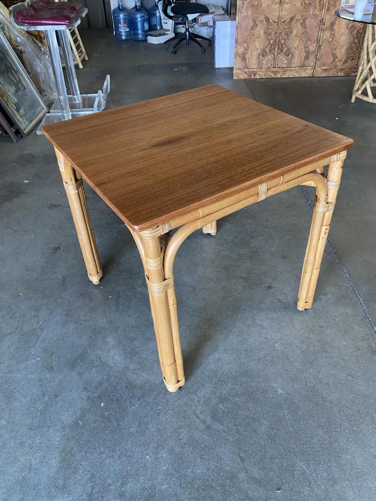 Restored "Arch" Base Rattan Games Table with Mahogany Top For Sale at ...