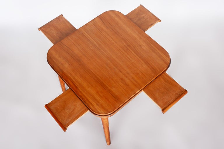 Restored Art Deco Cherry Tree Card Table, New Varnish, Czechia, 1940s ...