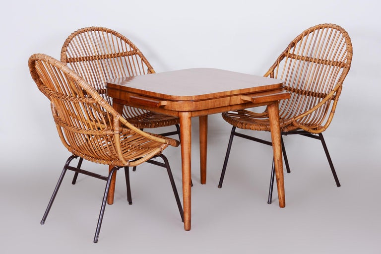 Restored Art Deco Cherry Tree Card Table, New Varnish, Czechia, 1940s ...