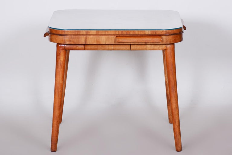 Restored Art Deco Cherry Tree Card Table, New Varnish, Czechia, 1940s ...