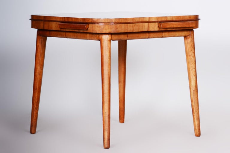 Restored Art Deco Cherry Tree Card Table, New Varnish, Czechia, 1940s ...