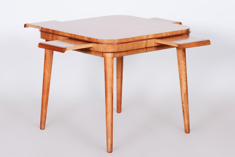 Restored Art Deco Cherry Tree Card Table, New Varnish, Czechia, 1940s ...