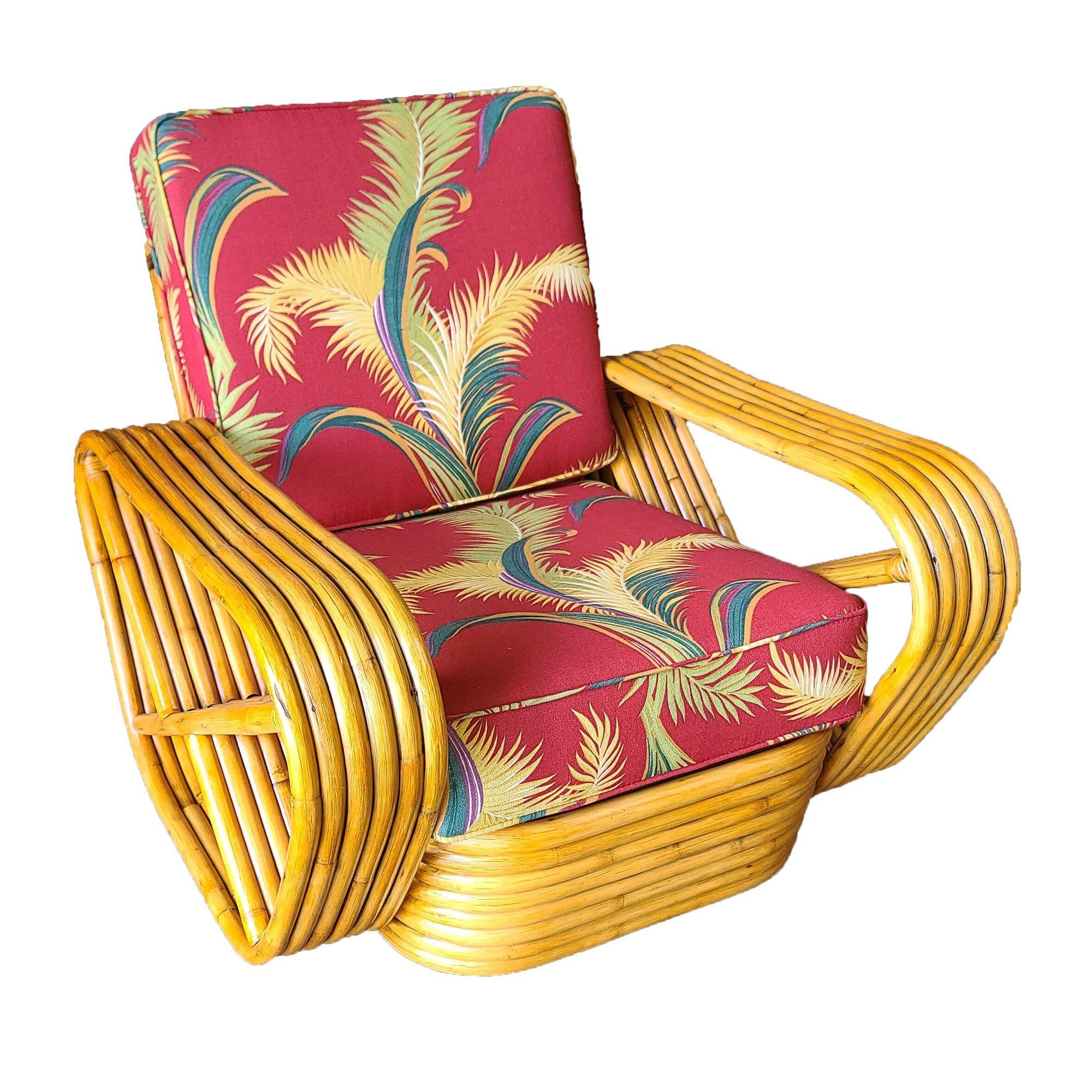 Restored Art Deco Six-Strand Rattan Sofa and Lounge Chair Set For Sale ...