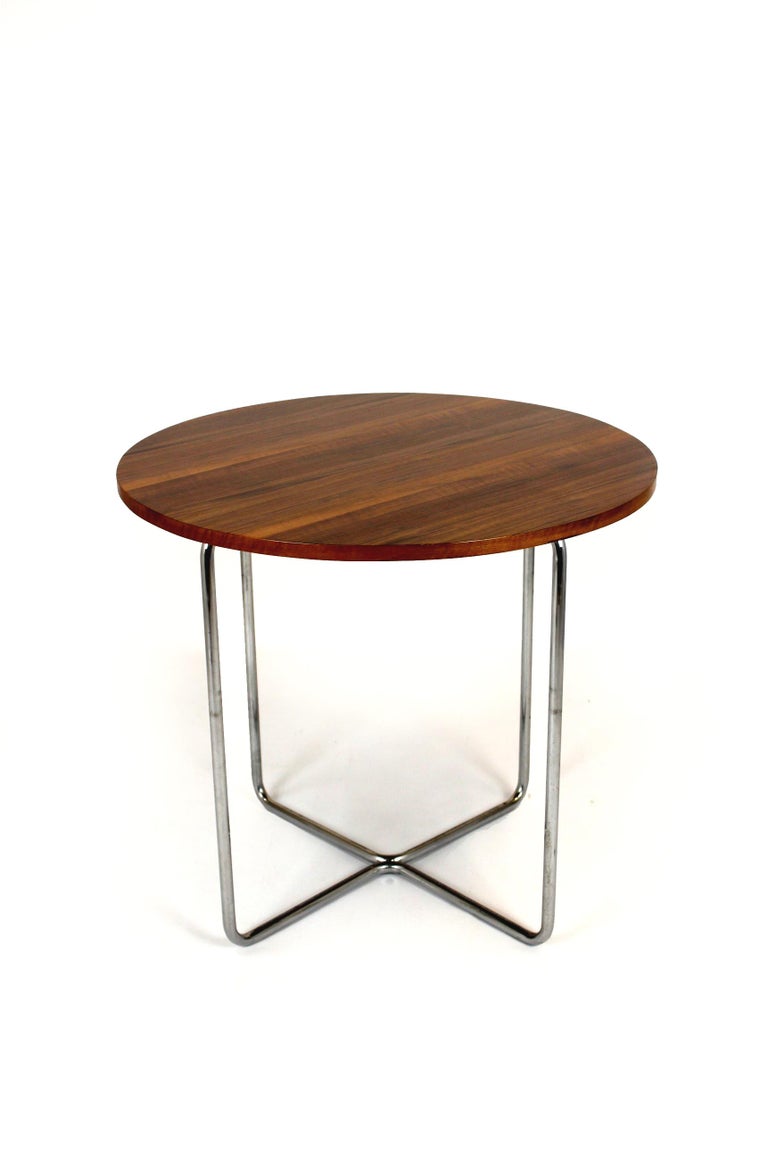 Restored Bauhaus Tubular Steel Set, Round Table and Four Chairs by Mart ...