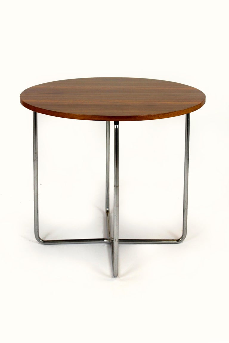 Restored Bauhaus Tubular Steel Set, Round Table and Four Chairs by Mart ...