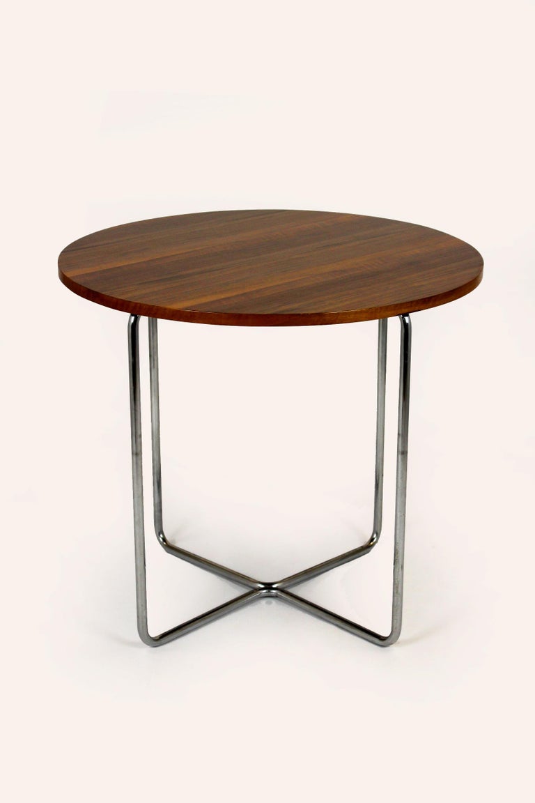 Restored Bauhaus Tubular Steel Set, Round Table and Four Chairs by Mart ...