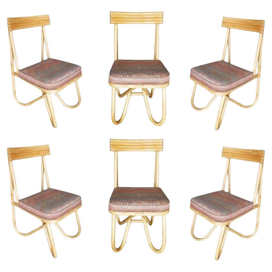 Restored Mid-Century Bent "Loop" Rattan Dining Side Chair, Set of Four ...