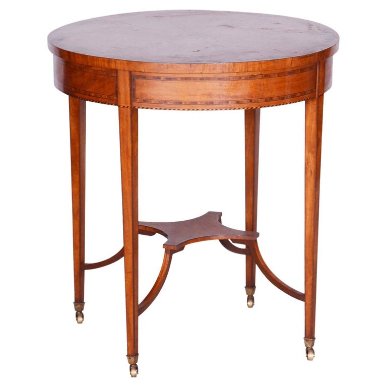 Restored Biedermeier Cherry-Tree Round Table, Detailed Marquetry ...