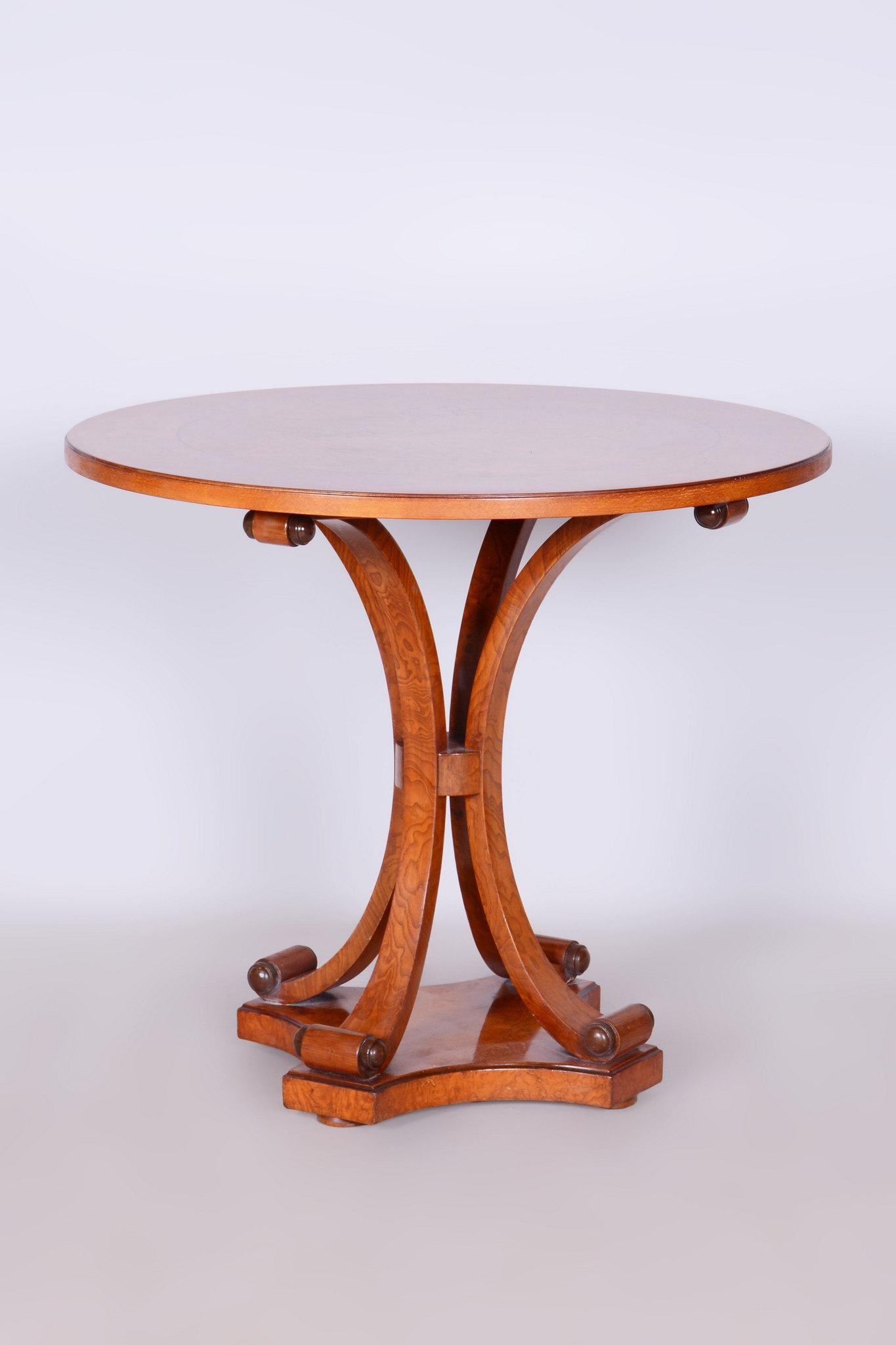 Restored Biedermeier Round Table, Ash Root Veneer, Revived Polish ...