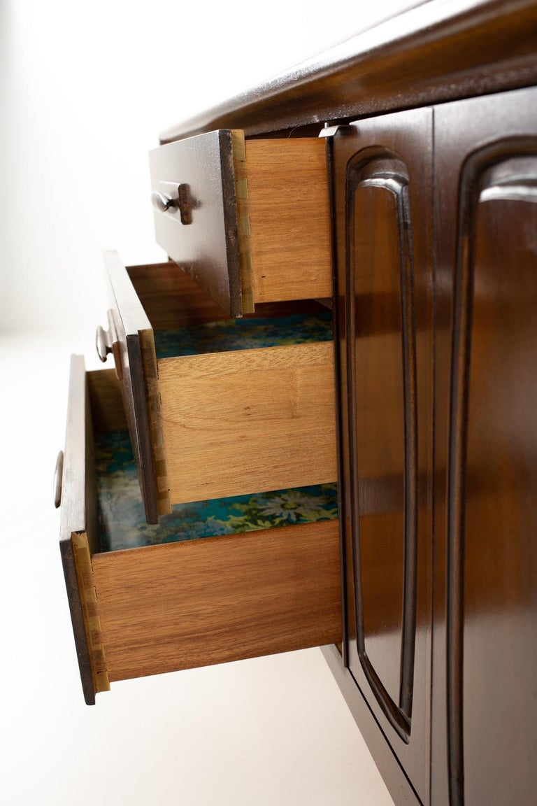 Restored Broyhill Emphasis Midcentury Walnut 9 Drawer Lowboy Dresser ...