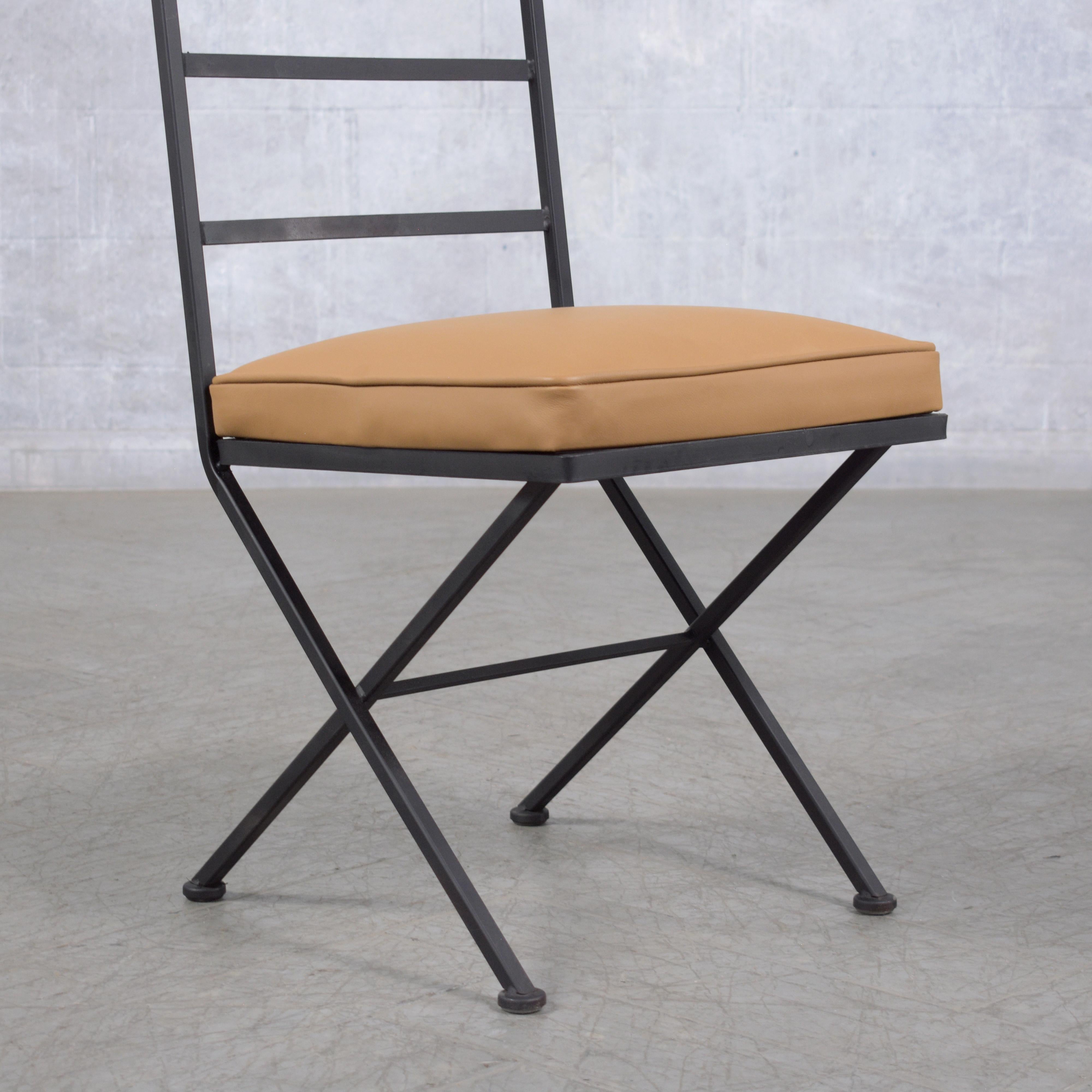 Restored Cleo Baldon Style Dining Chairs with Tan Leather For Sale at ...