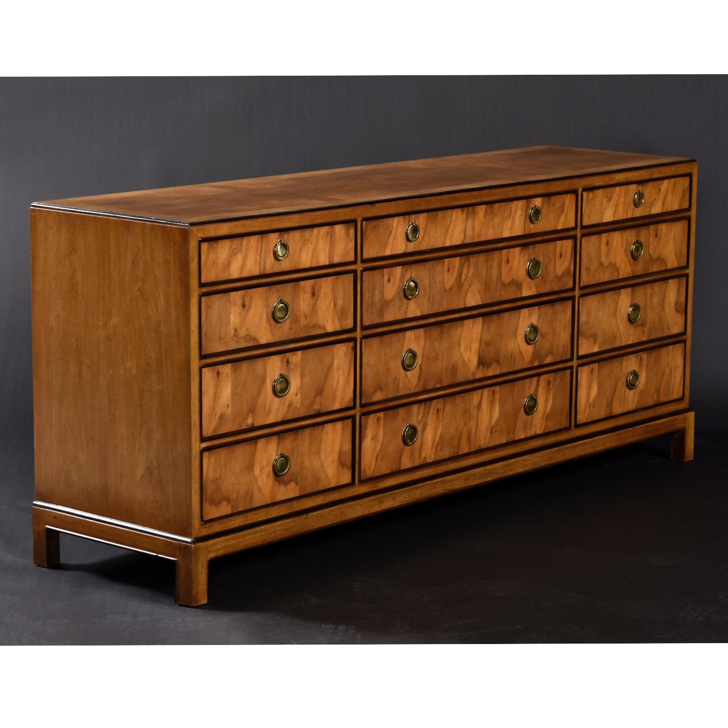 Restored Drexel Avenues Burl Wood and Brass Hollywood Regency Campaign ...