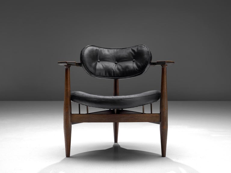 Dutch Lounge Chair in Black Leather For Sale at 1stDibs