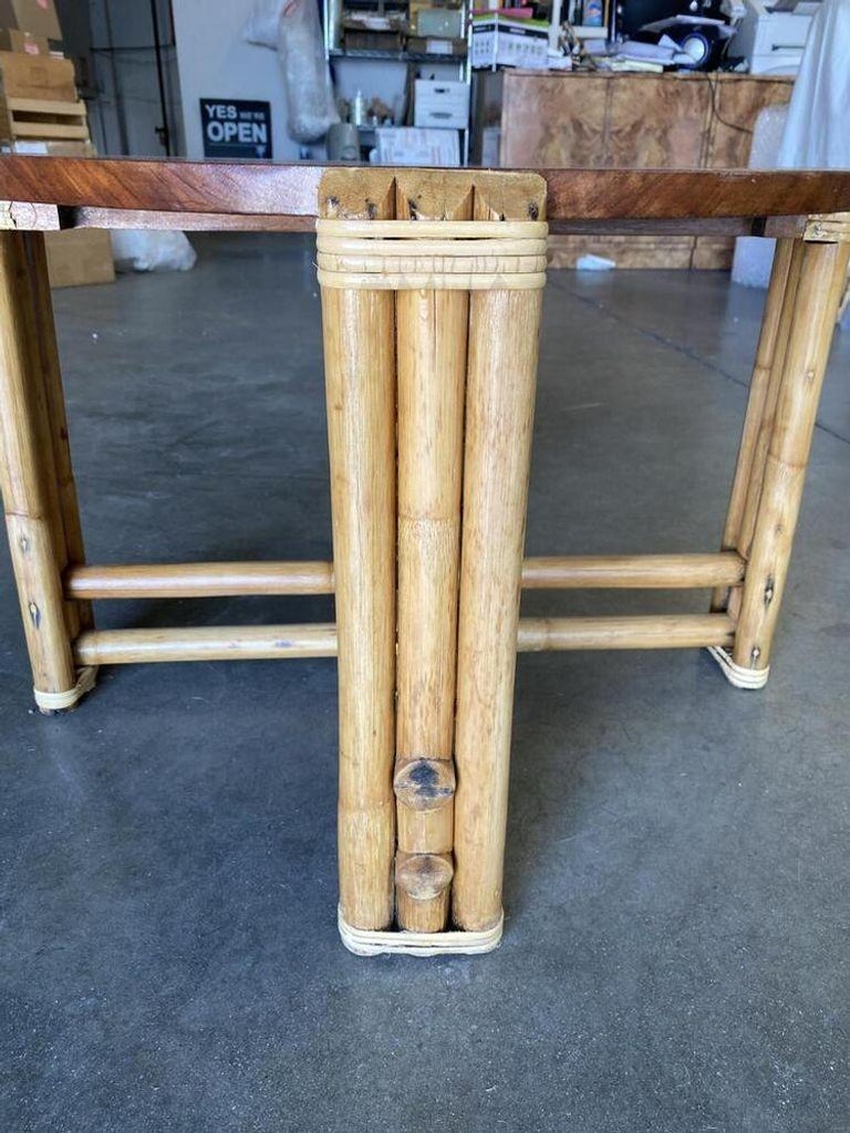 Restored Circular Rattan Side Coffee Table with Mahogany Top For Sale ...