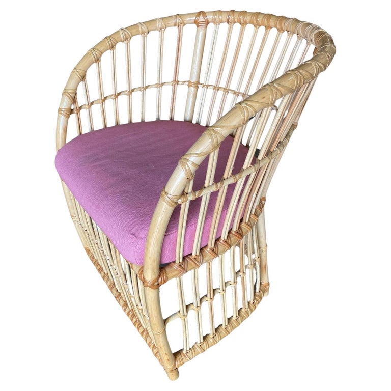 Restored Gabriella Crespi Style Pencil Reed Rattan Armchair For Sale at ...