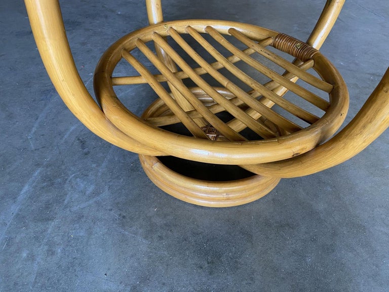 Restored Glass Top Rattan Stacked Base "Hawaii" Side Table with Glass ...