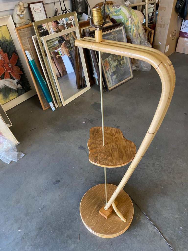 Restored Googie Asymmetric Pole Floor Lamp w/ Side Table and Fiberglass ...
