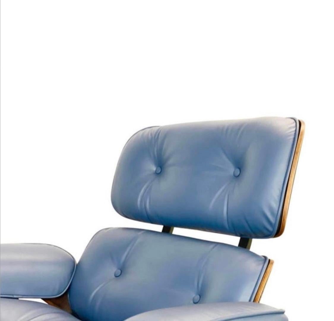 Restored Herman Miller Eames Lounge Chair with Custom Blue Leather For ...