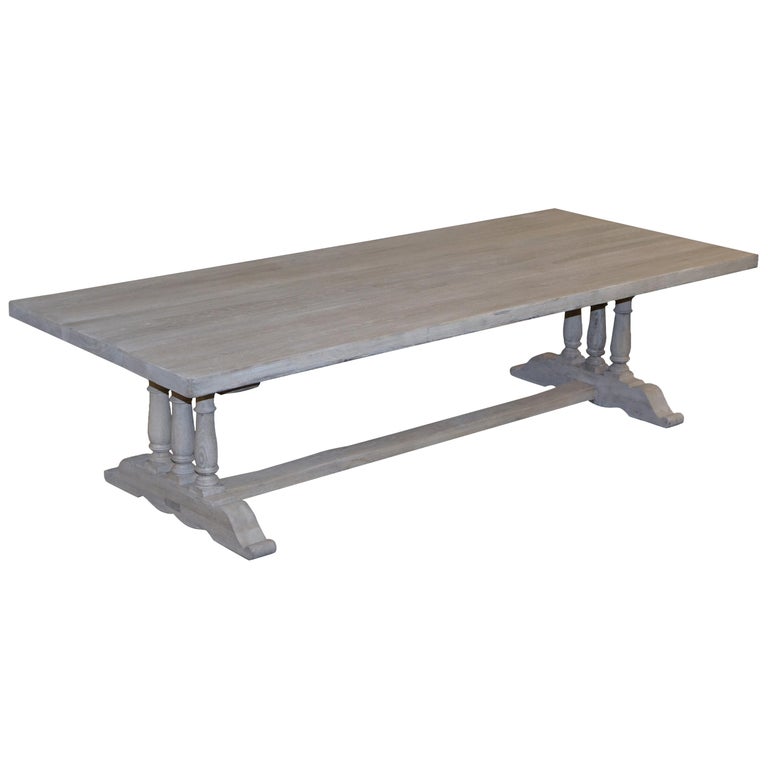 Restored Huge Antique Limed Oak 14 Person Refectory Dining Table For ...
