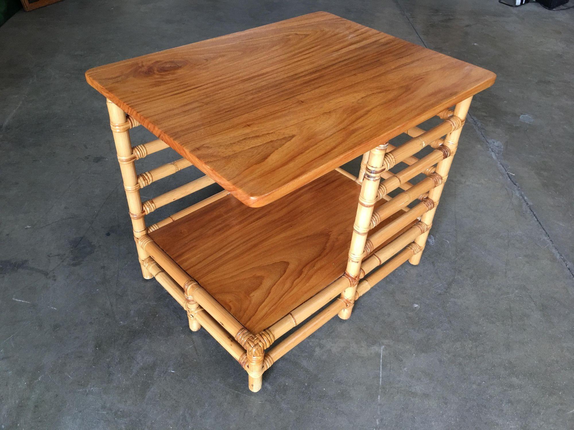 Restored "Jacob's Ladder" Asymmetric Rattan Side Table For Sale at 1stDibs