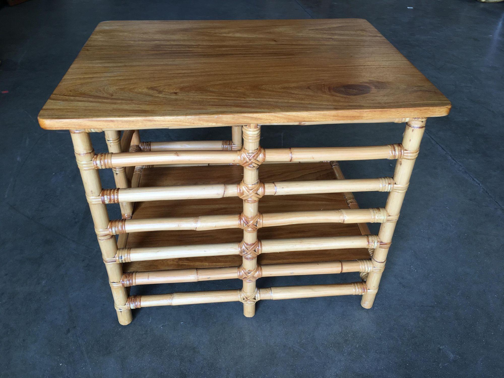 Restored "Jacob's Ladder" Asymmetric Rattan Side Table For Sale at 1stDibs
