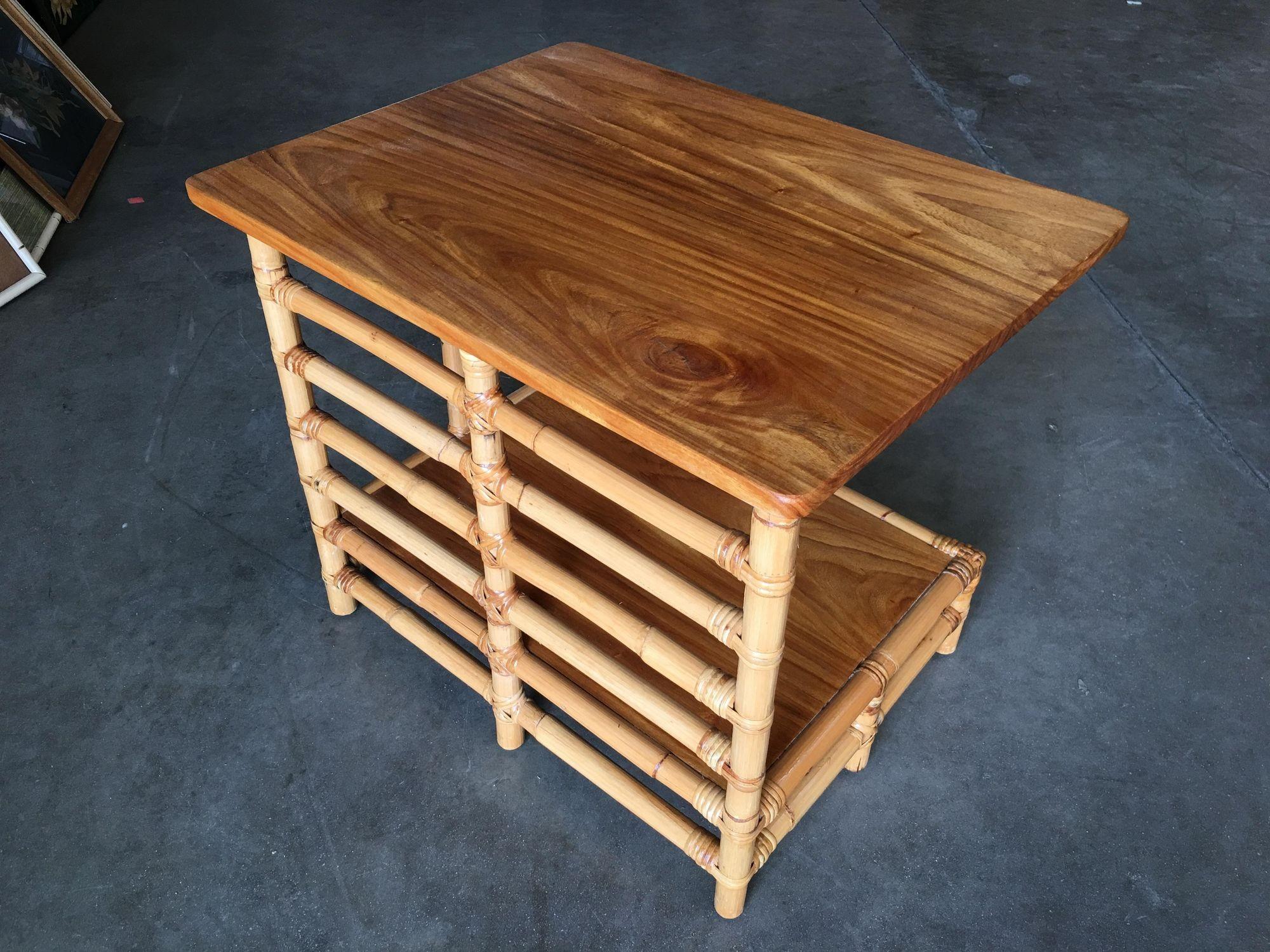 Restored "Jacob's Ladder" Asymmetric Rattan Side Table For Sale at 1stDibs