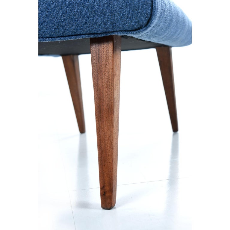 Restored Jens Risom Style Compass Leg Scoop Lounge Armchair and Ottoman ...