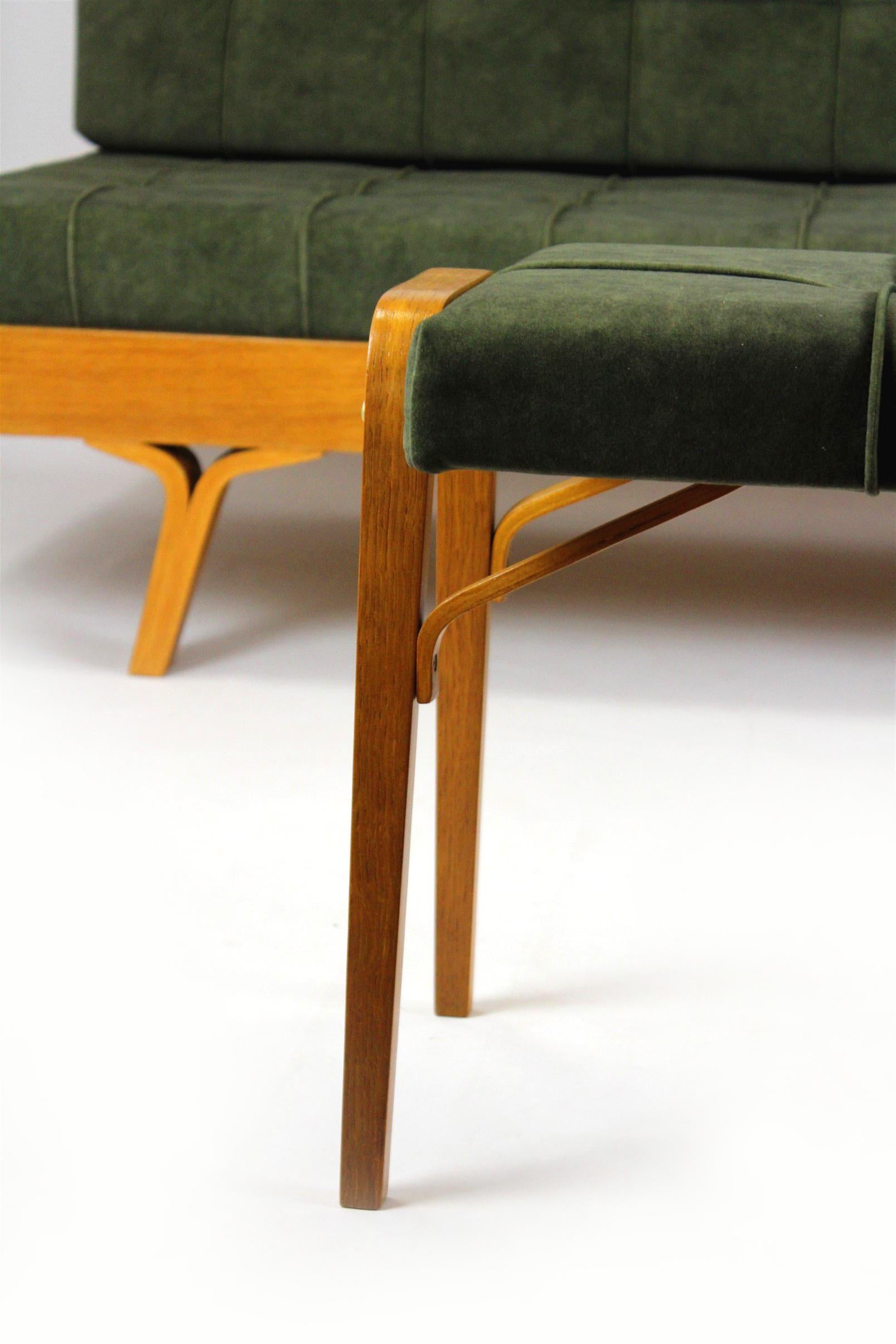 Restored Mid-Century Convertible Sofa with Stool by L. Volak for ...