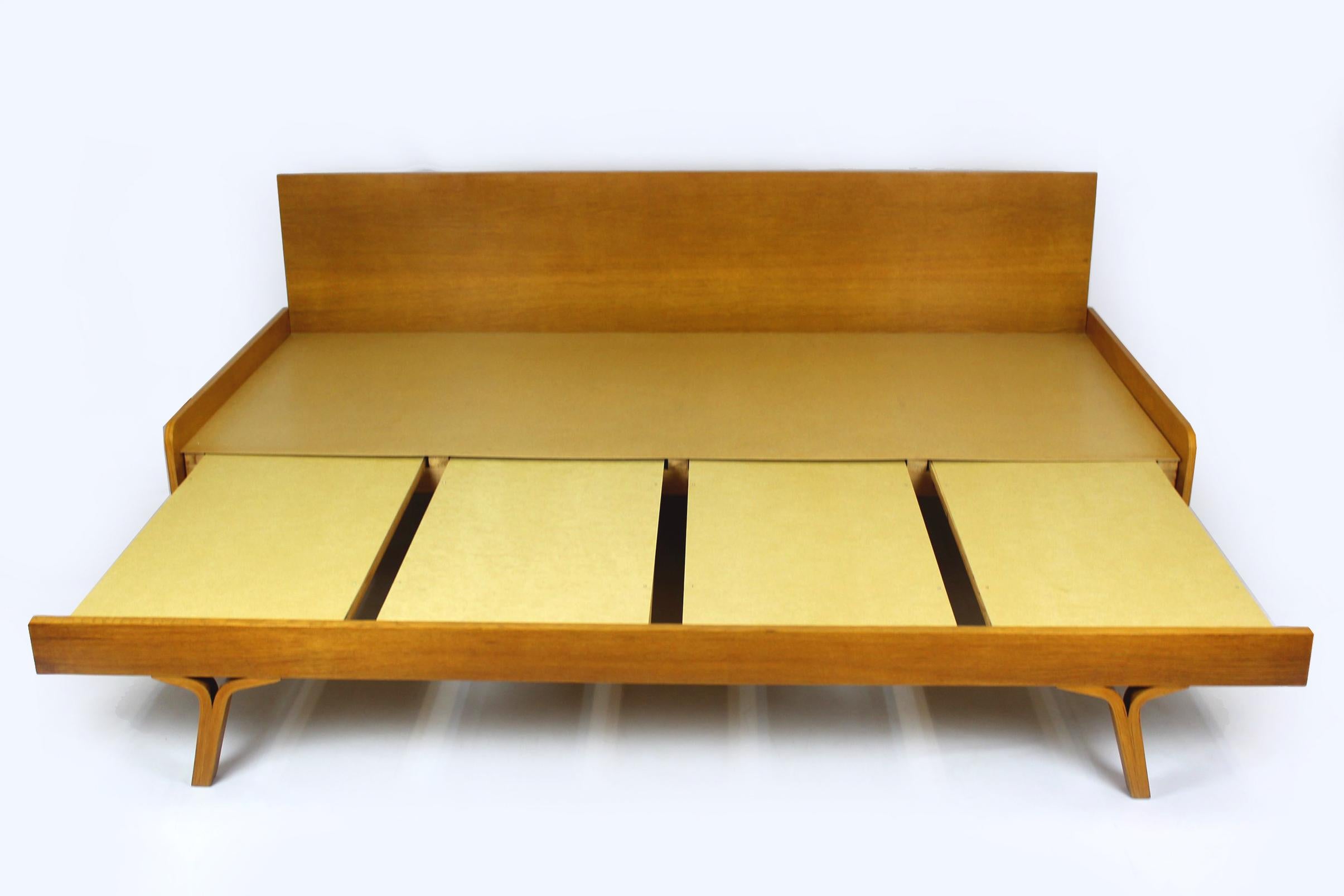 Restored Mid-Century Convertible Sofa with Stool by L. Volak for ...