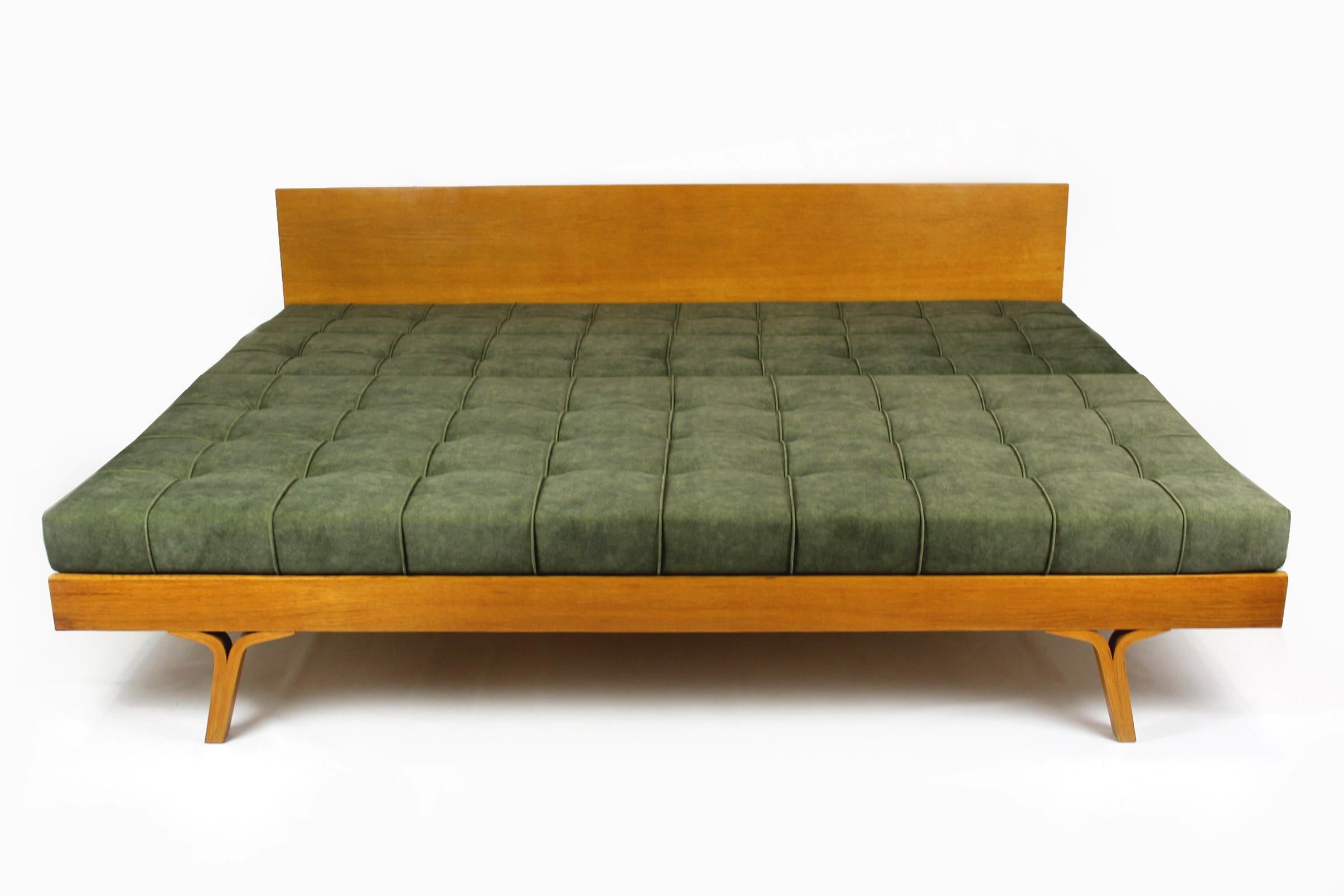 Restored Mid-Century Convertible Sofa with Stool by L. Volak for ...