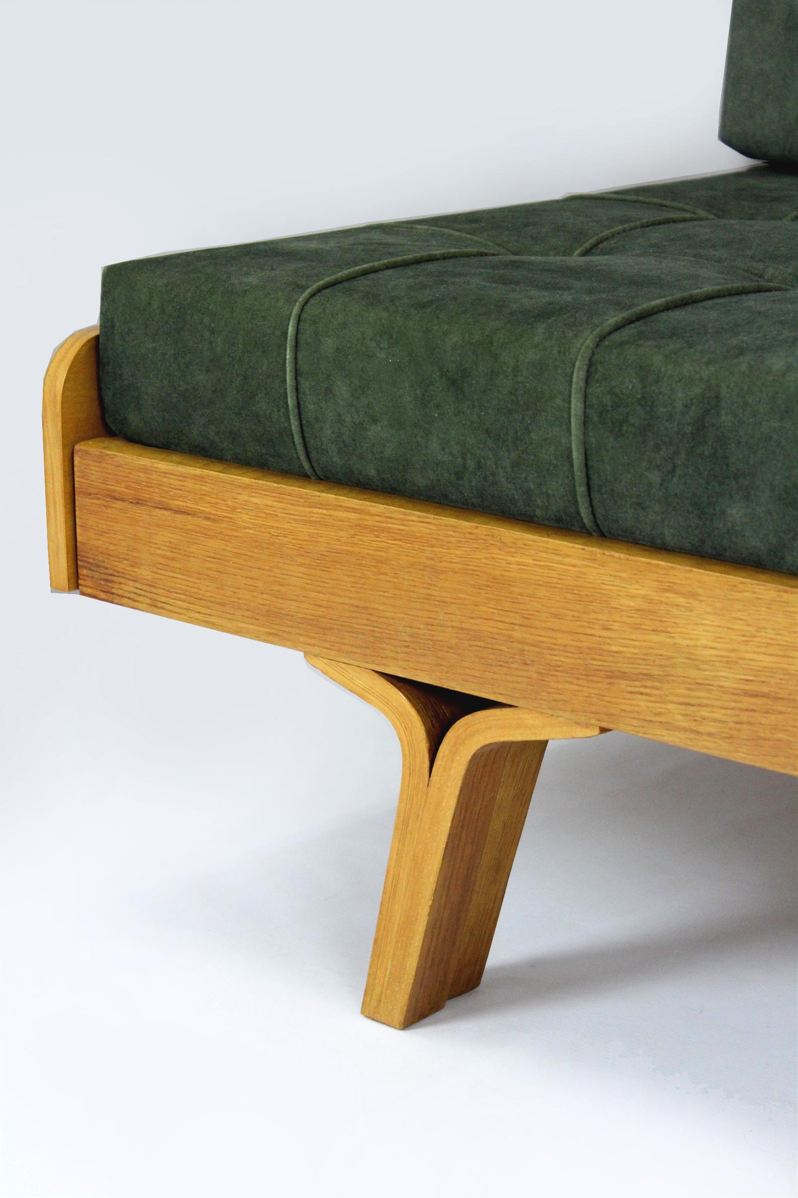 Restored Mid-Century Convertible Sofa with Stool by L. Volak for ...